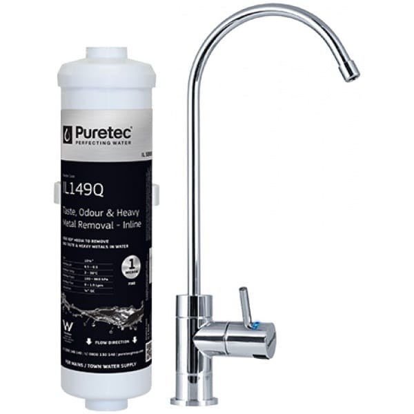 Puretec Inline Undersink Water Filter System with High Loop LED Faucet ...